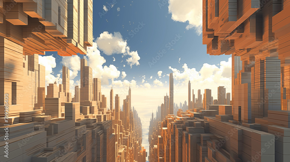 background of square elongated cinnamon-colored structures resembling ...