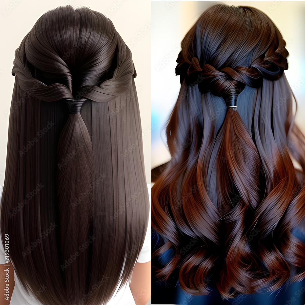 cute girls hair style back side view Stock Illustration | Adobe Stock