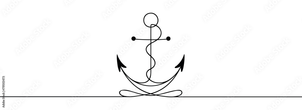 Continuous one line drawing of a sea anchor. Vector illustration. Stock ...
