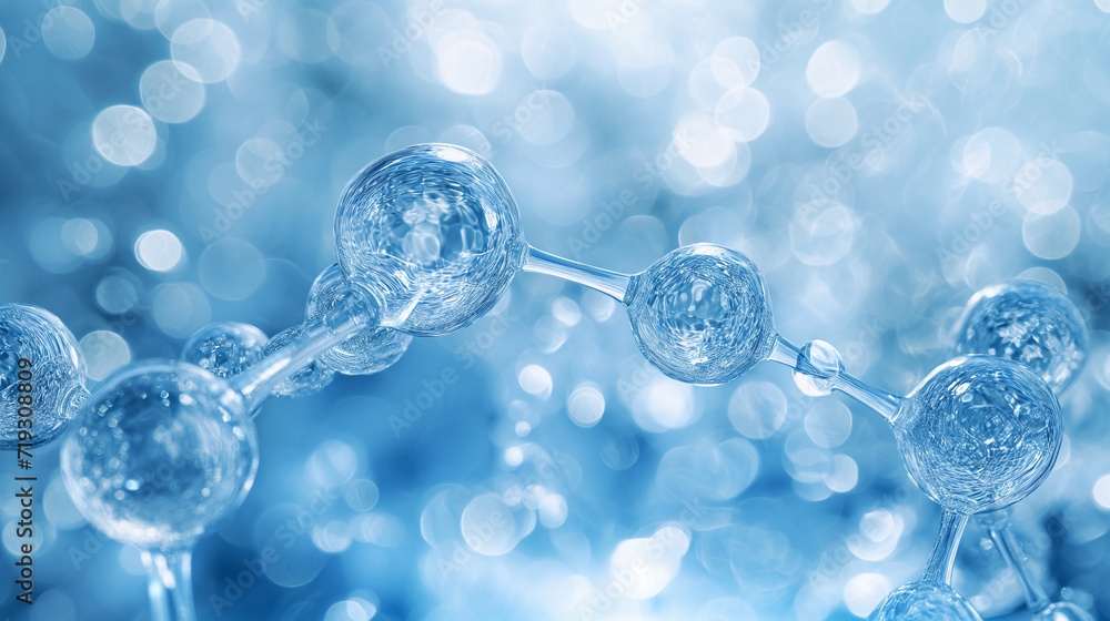 biological molecules and molecules in water, in the style of light sky ...