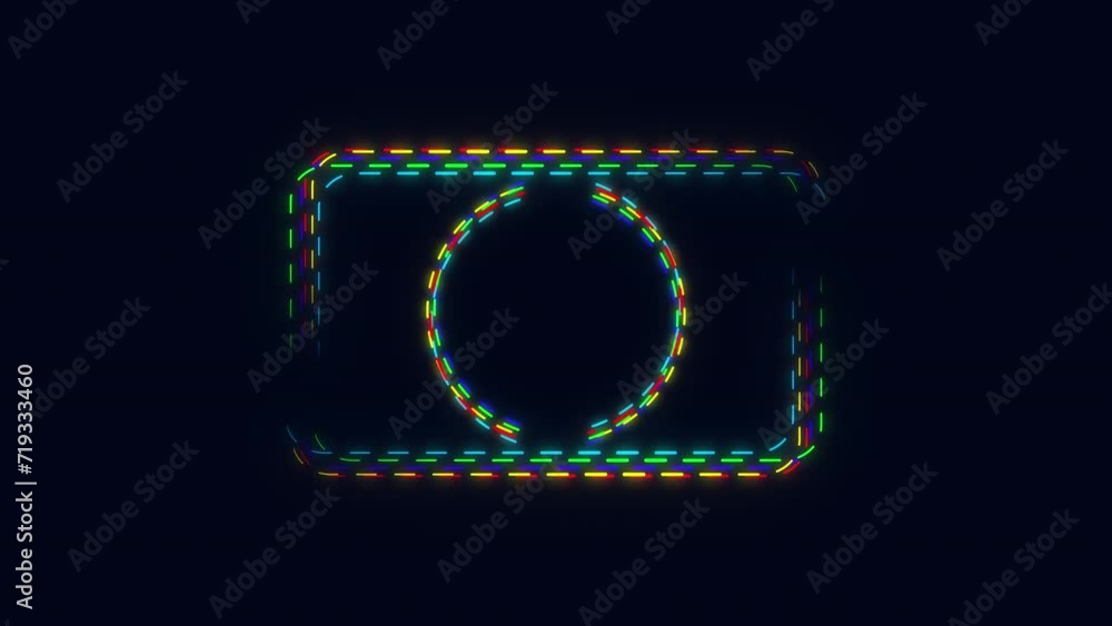 4K animation. Neon frame. Colorful neon lines draw moving. Neon style motion line. Loop ...
