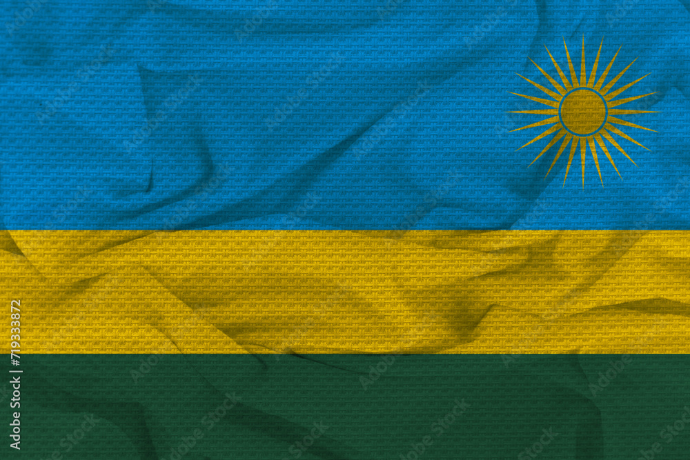 Flag of Rwanda, Rwanda Flag, National symbol of Rwanda country. Fabric ...