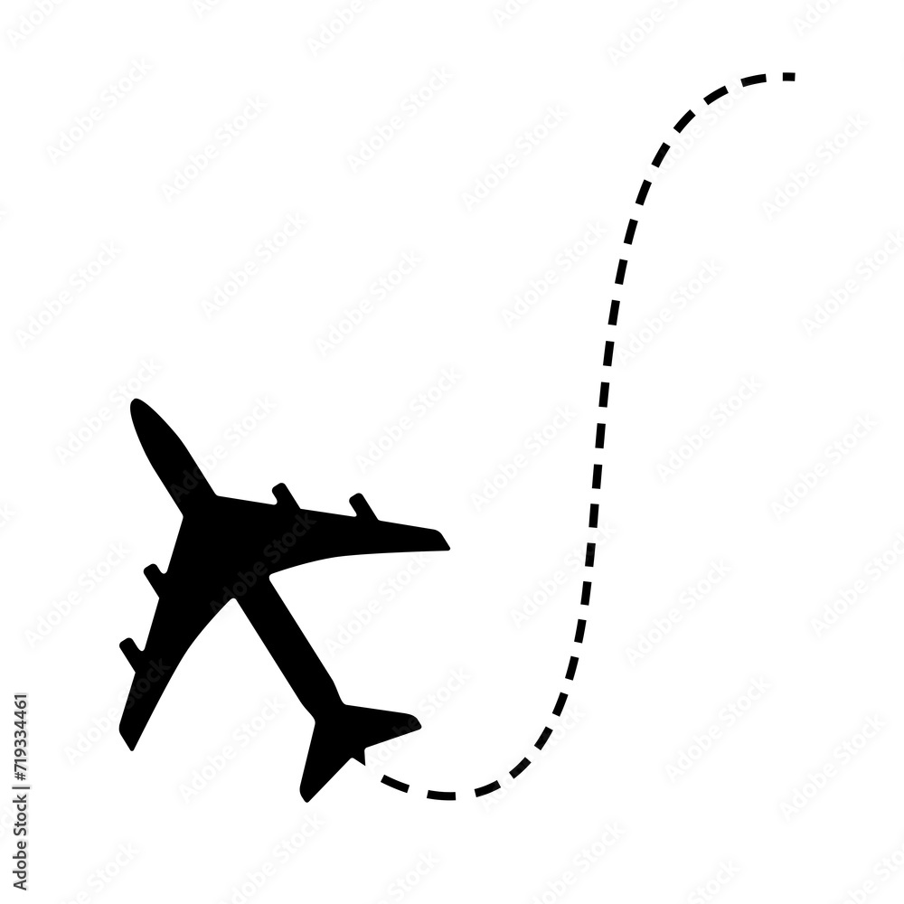 Airplane Line Path Icon On Transparent Background, PNG Stock ...