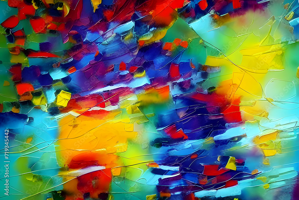 Hand-drawn abstract oil painting art background. Colorful texture ...