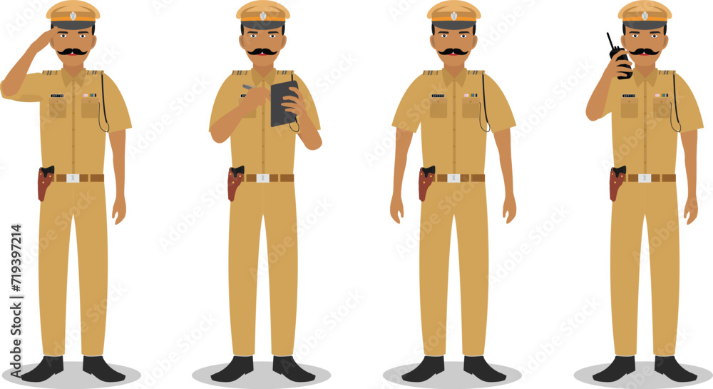 Set of Indian Police Stock Vector | Adobe Stock