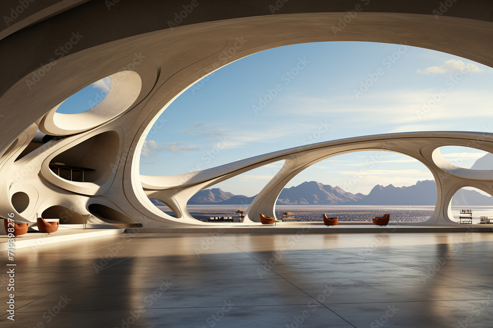 Futuristic architecture with fluid design, organic shapes and curved ...
