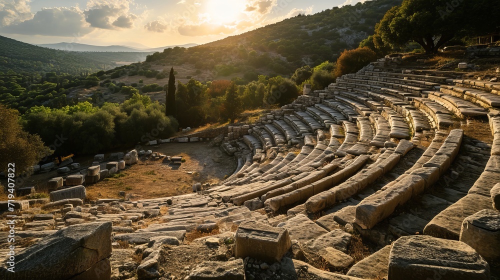 Spectator seats in the theater of ancient Greece. Wallpapers and ...