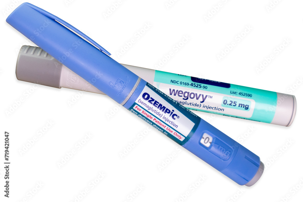 Ozempic And Wegovy brand semaglutide pens isolated Stock Photo | Adobe ...