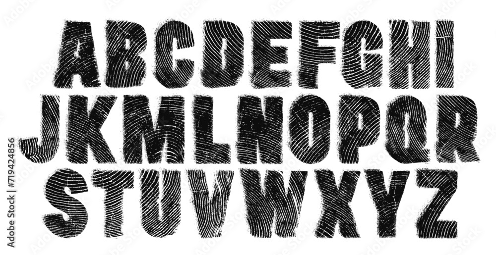 Wood grain texture font. Mis-printed, Faded and worn wood texture font ...