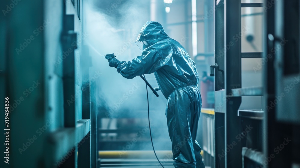 Powder coating of metal products. Paint coating industry metal powder ...