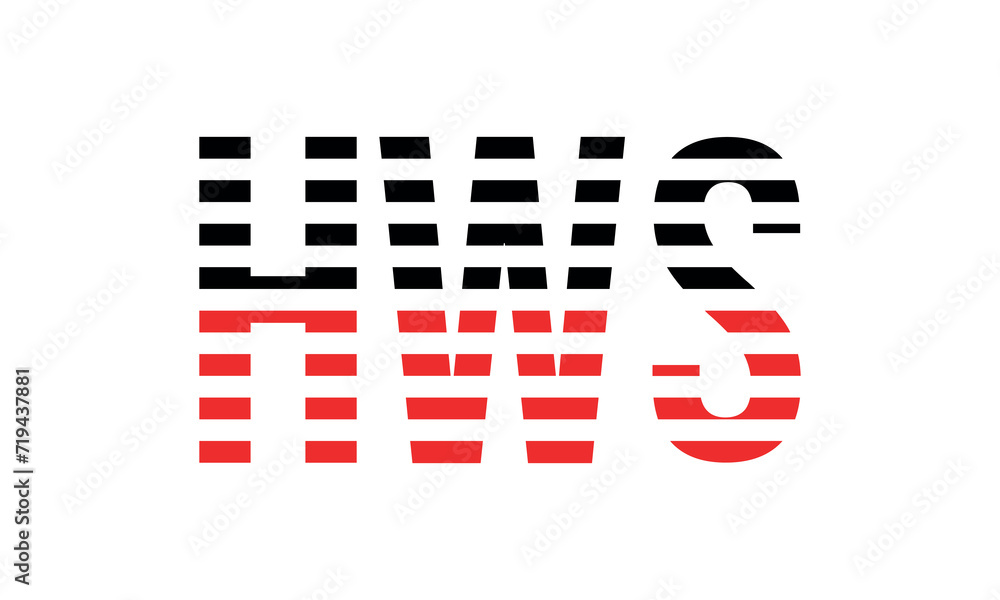 HWS three initial letter iconic line negative space minimal logo design ...