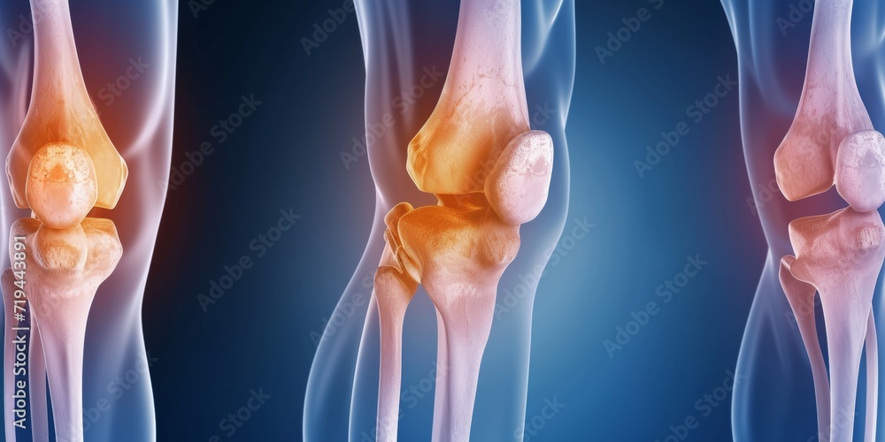 visual representation of a knee joint affected by rheumatoid arthritis ...