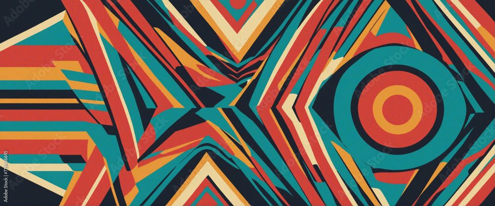 Abstract 1970's background design in futuristic retro style with ...