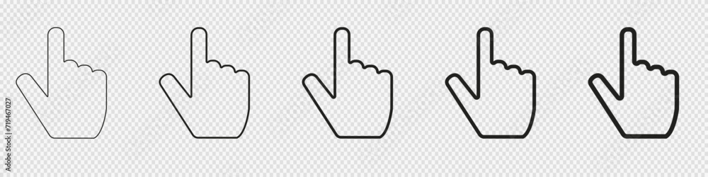 Computer mouse hand click cursor. Pointer finger cursor. Cursors icons ...
