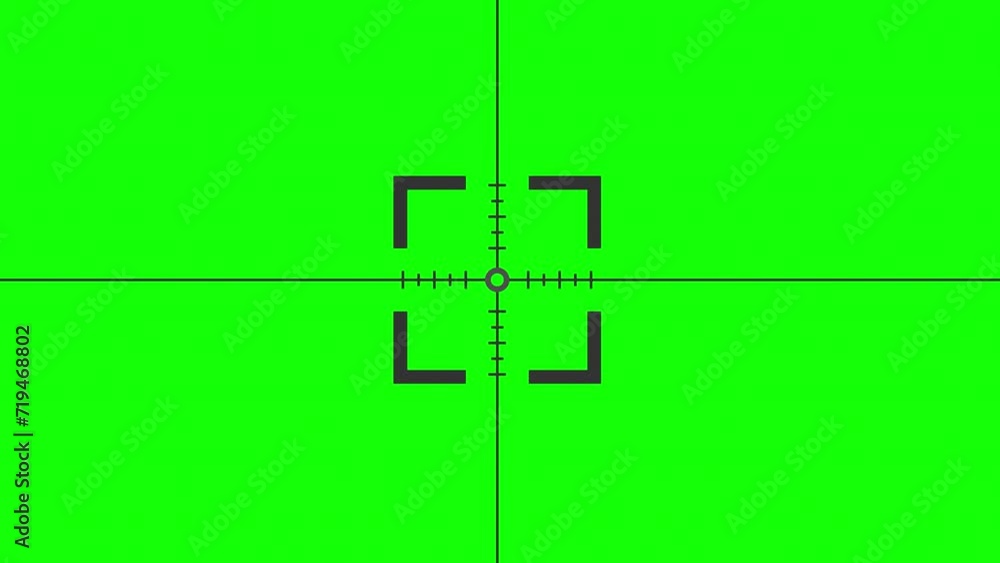 A sniper scope overlay, a box and marked lines. 30 seconds animation of ...