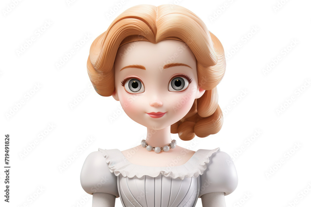 Elegant animated princess with blonde updo, detailed eyes, and classic ...