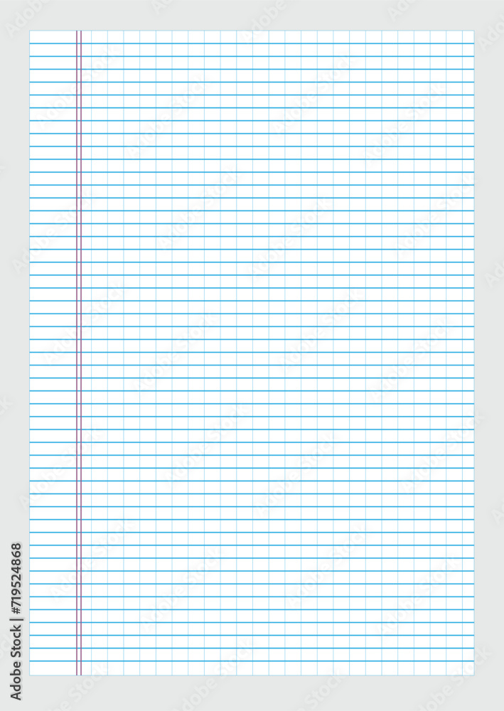 Blank loose leaf notebook paper background. Realistic line paper note ...