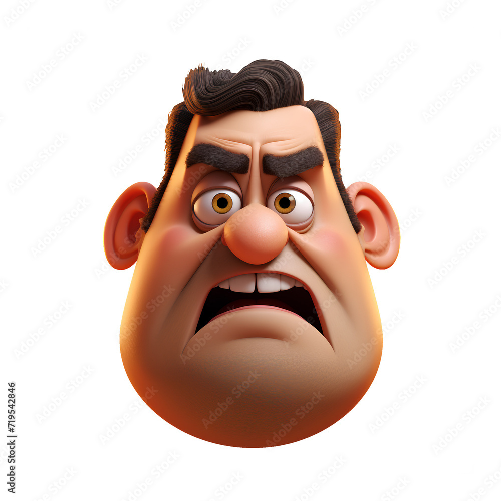 Cartoon 3d male face expressions of tiredness, fatigue, and frustration ...