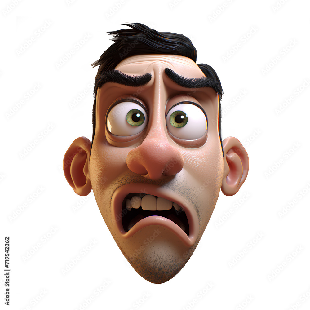 Cartoon 3d male face expressions of confusion or distress Stock ...