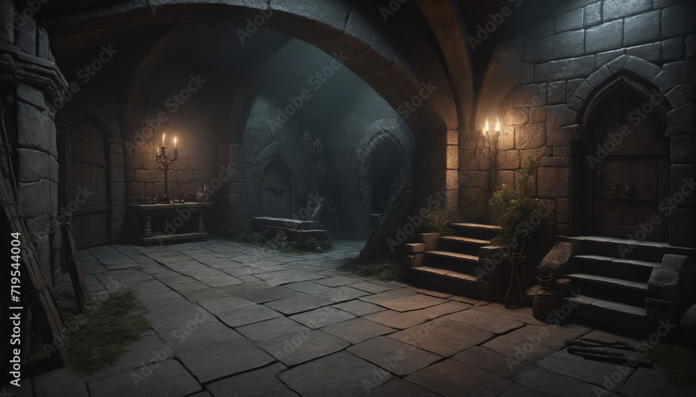 Underground dungeon, fantasy adventure tabletop role play game setting ...