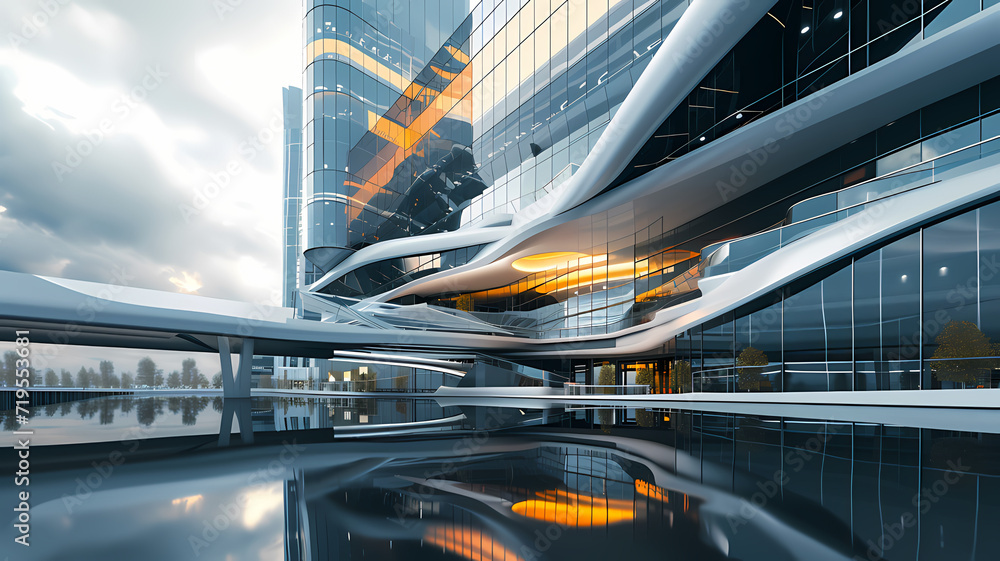 Sleek Business Office Building. Impressive Modern Architecture for ...