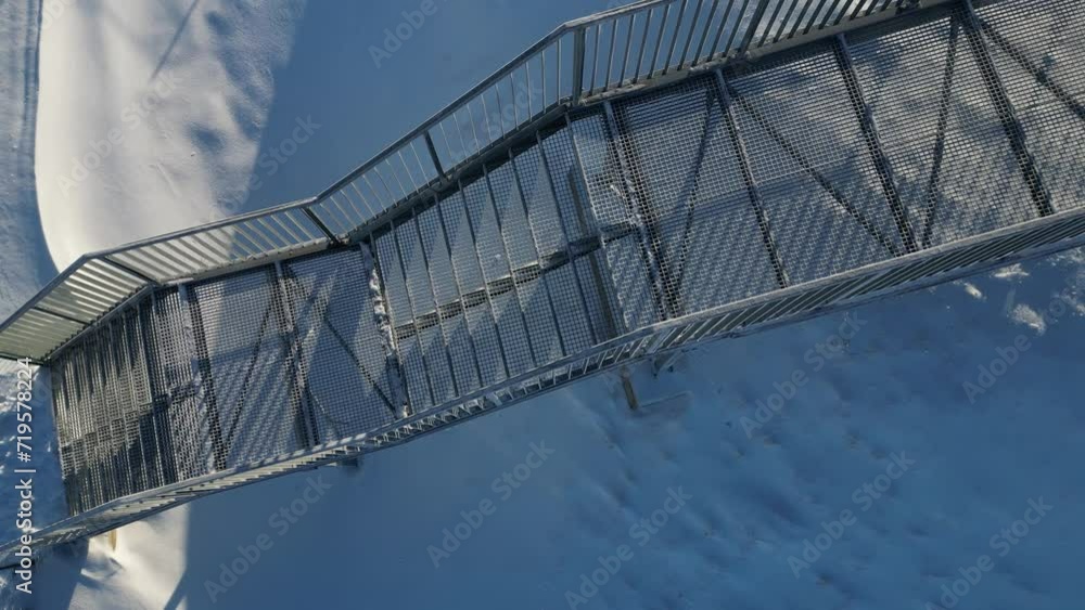 industrial hall, warehouse has a steep staircase with high resistance ...