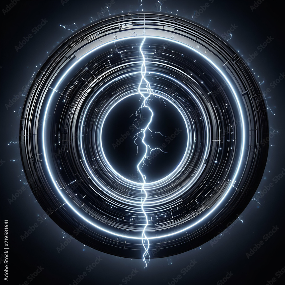 Concentric Luminous Electric Light Circle Portal Tunnel with ...