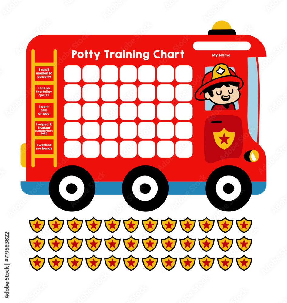 Firetruck Potty Training Chart, Firetruck Potty Chart, Toddler Potty ...