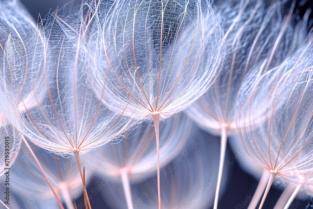 Delicate details of dandelion seeds up close, highlighting their ...