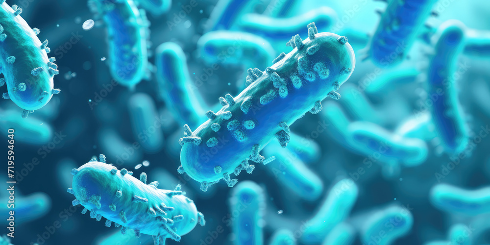 Lactic Acid Bacteria Genome Database. Light blue color. Microscope shot ...
