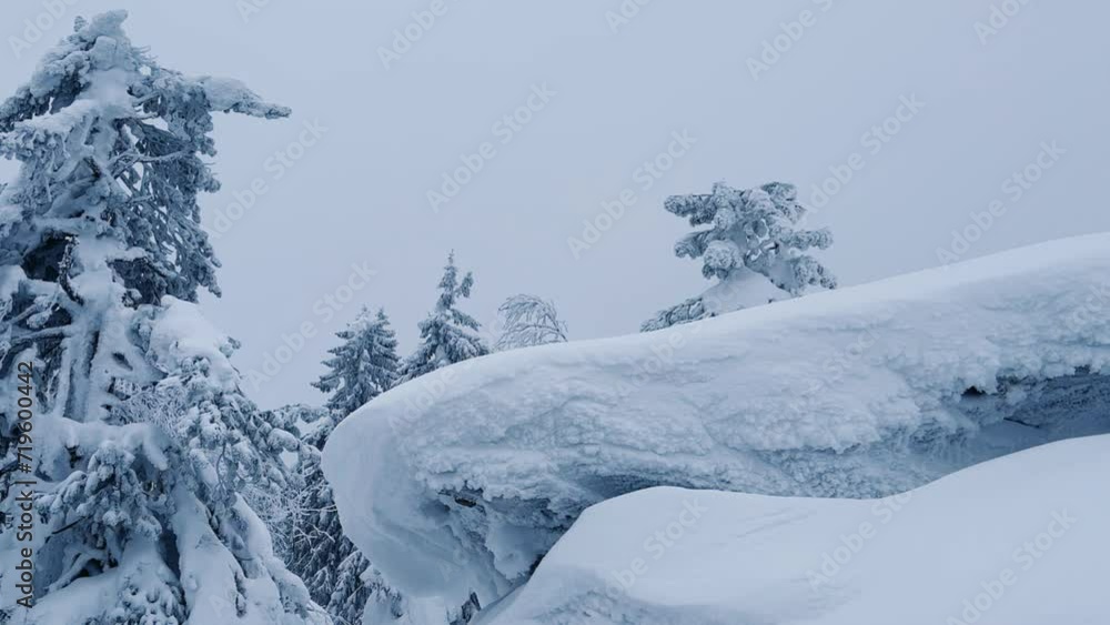 Stone Town in winter in the Perm region. Frozen snow-covered winter ...
