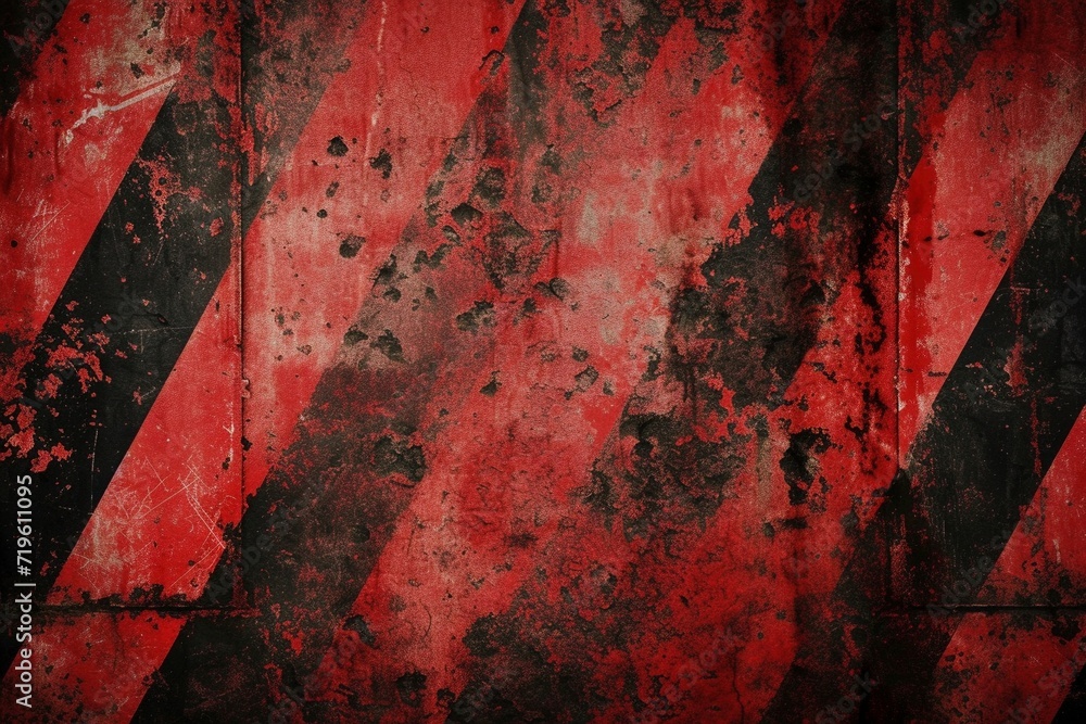 Bold Grunge Alert: A striking red background with warning stripes ...