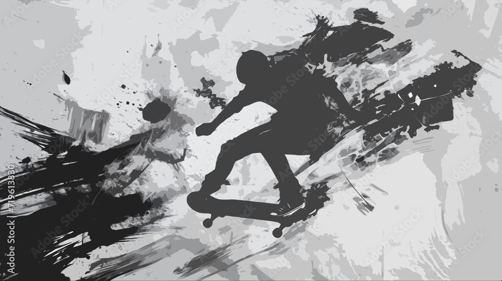 basketball player black and white abstract art Stock Illustration ...