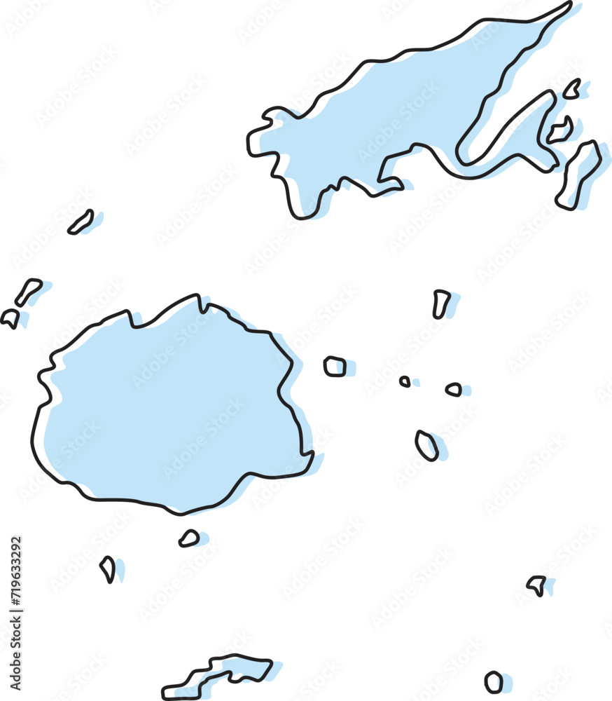 fiji map, fiji vector, fiji outline, fiji stylized Stock Vector | Adobe ...