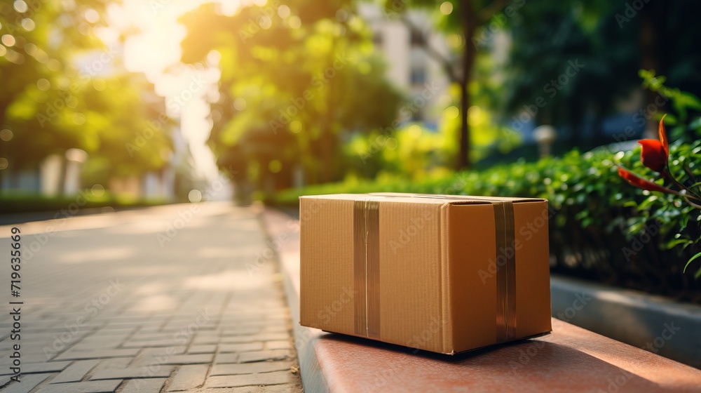 Online shopping delivery service concept cardboard parcel box delivered ...