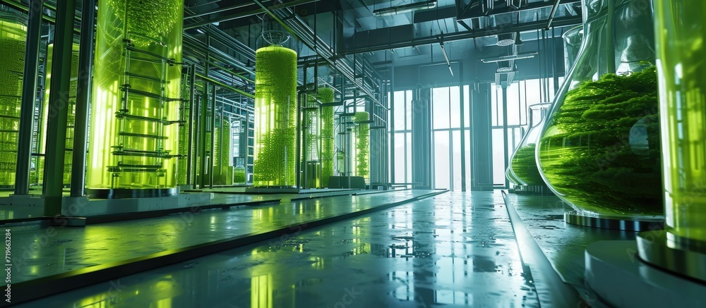 Photobioreactor in laboratory of algae fuel biofuel industry project ...