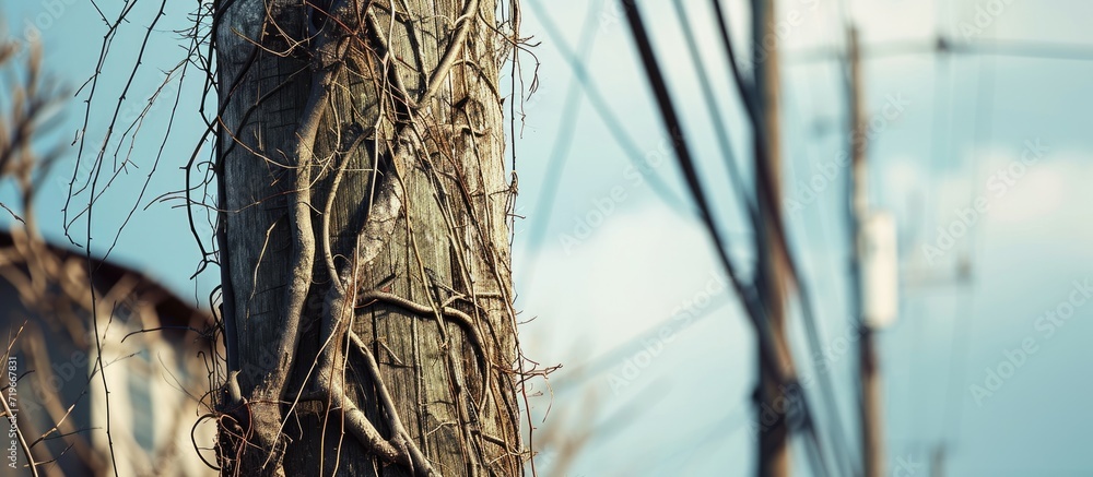 Risk to electric shock from root or vine of tree climb up to electric ...