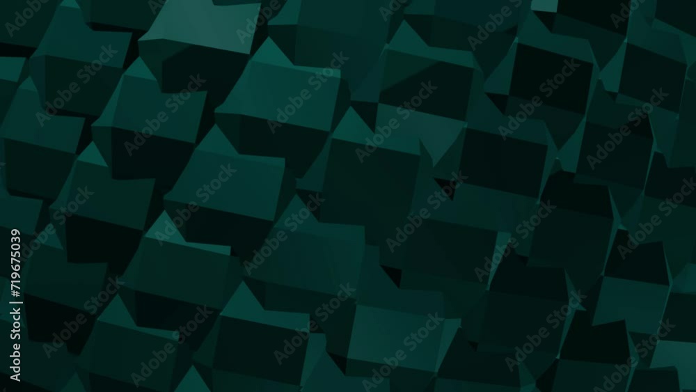 Abstract Green 3D square video background. Background of Animated Cubes ...