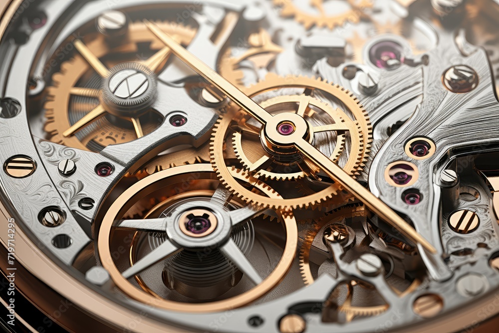Close-up of the mechanism of an old watch. Conceptual image. Wheel of ...