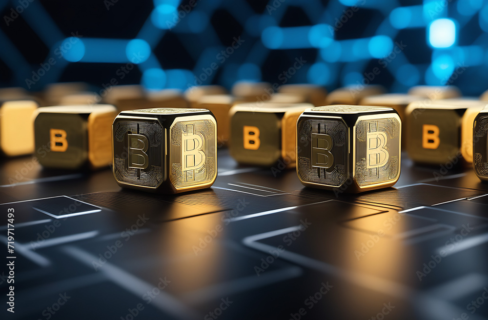 Blockchain technology, featuring a chain of interconnected blocks with ...