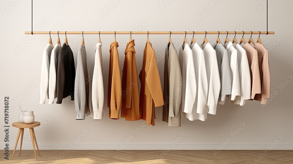 stylish clothes on a hanger in an organized and visually appealing way ...