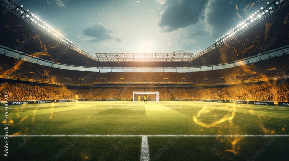 football arena from dynamic angles to convey the excitement of the game ...