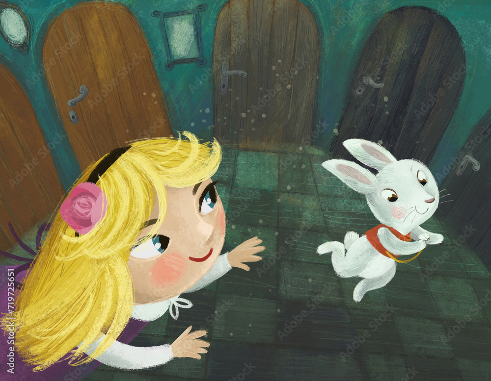 cartoon scene in the hidden room of some castle like house with lots of ...