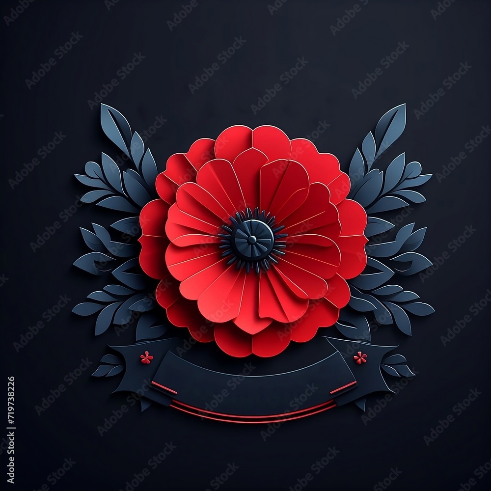 emblem design realistic red poppy flower international symbol of peace ...