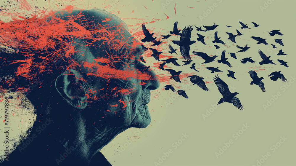 Abstract Illustration of dementia alzheimer, loss of memory, vascular ...