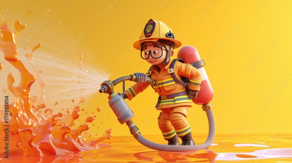 Cartoon digital avatars of Sparky Squad Sped with a fire hose and ...