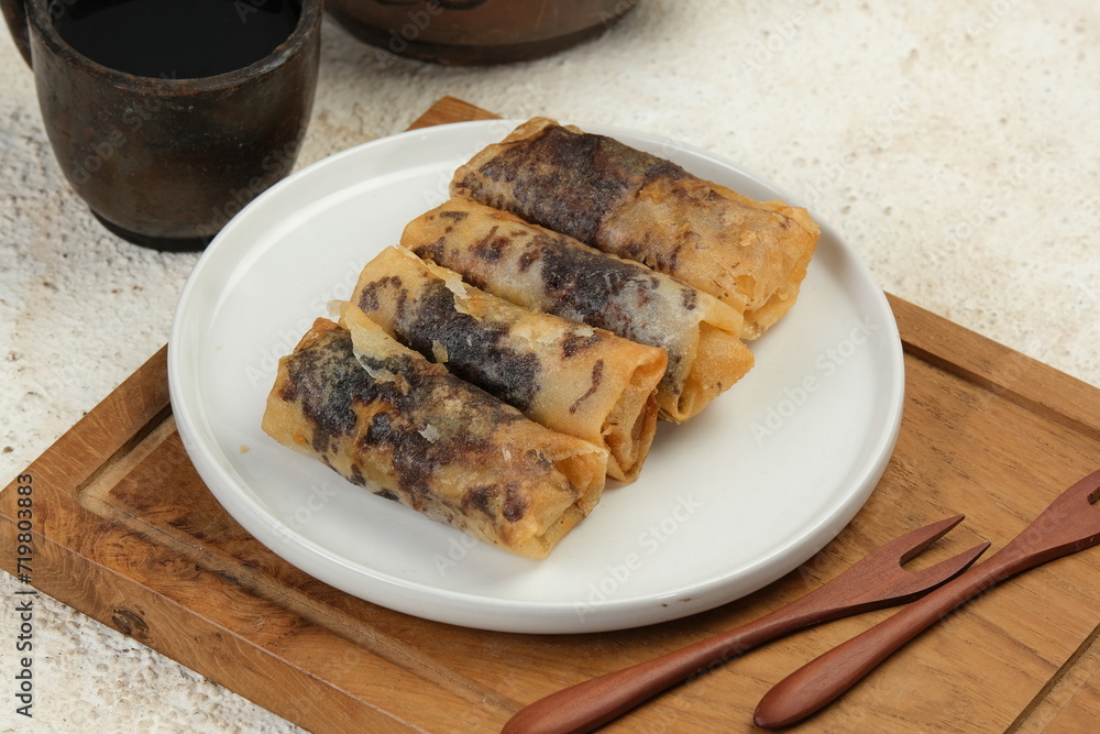 piscok or pisang coklat or chocolate banana spring roll is Indonesian ...