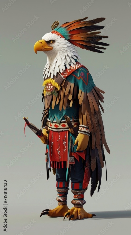 Cartoon digital avatars of Eagle Warrior Stock Illustration | Adobe Stock