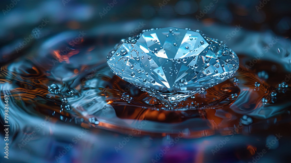 Diamond with a reflection of water vortices light reflected from water ...