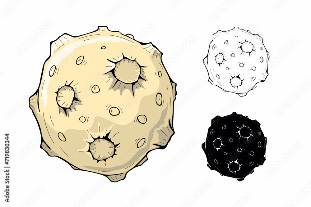 Cartoon vector planet with craters, vector illustration Stock Vector ...
